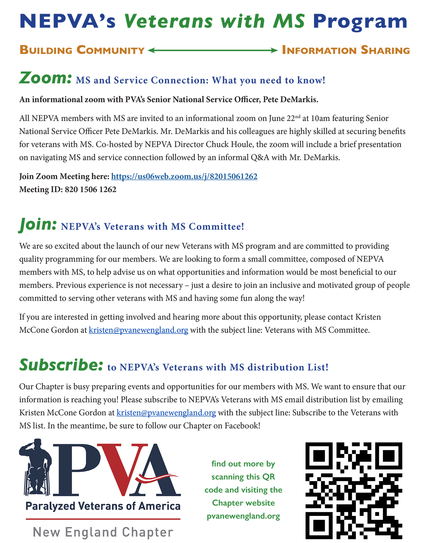 Find Support - New England PVA